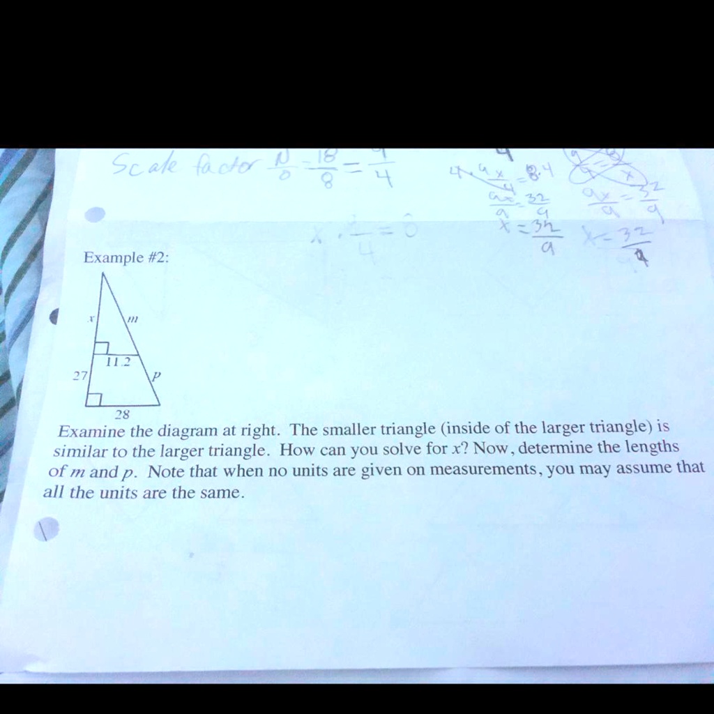 SOLVED: 'Examine the diagram at right. The smaller triangle (inside of the larger triangle) is ...