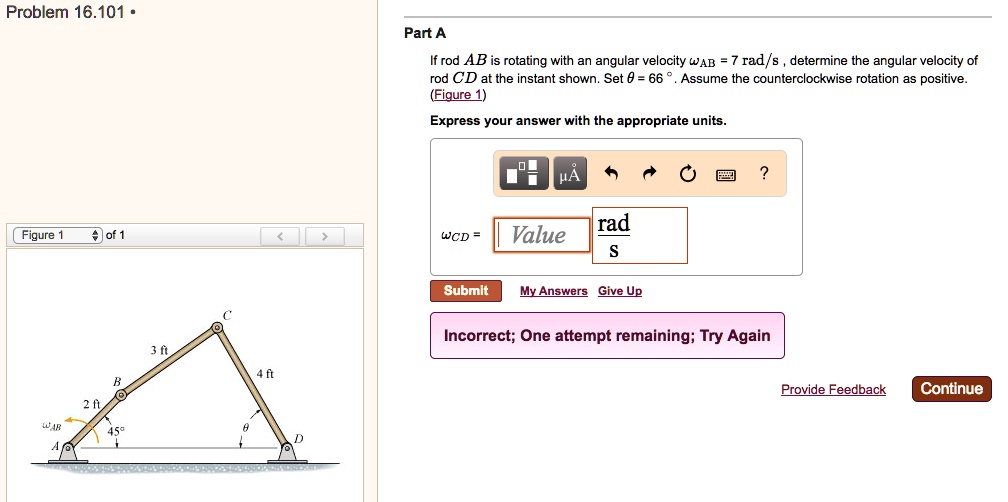 Solved Problem 16101 Part A If Rod Ab Is Rotating With An Angular 8091