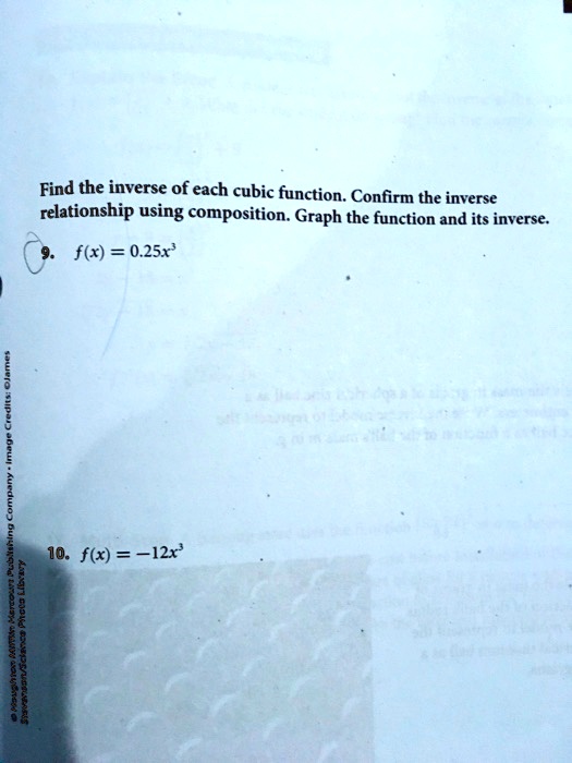 SOLVED: Find the inverse of each cubic function: Confirm the inverse relationship using ...