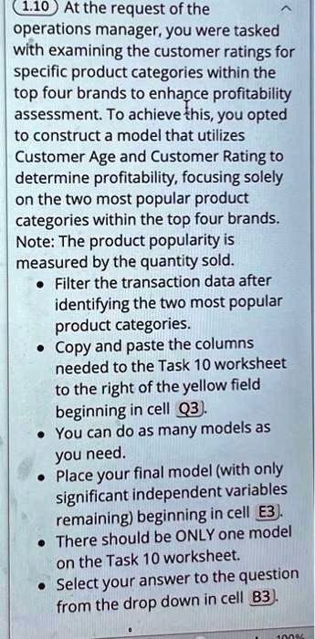 110 at the request of the operations manager you were tasked with ...