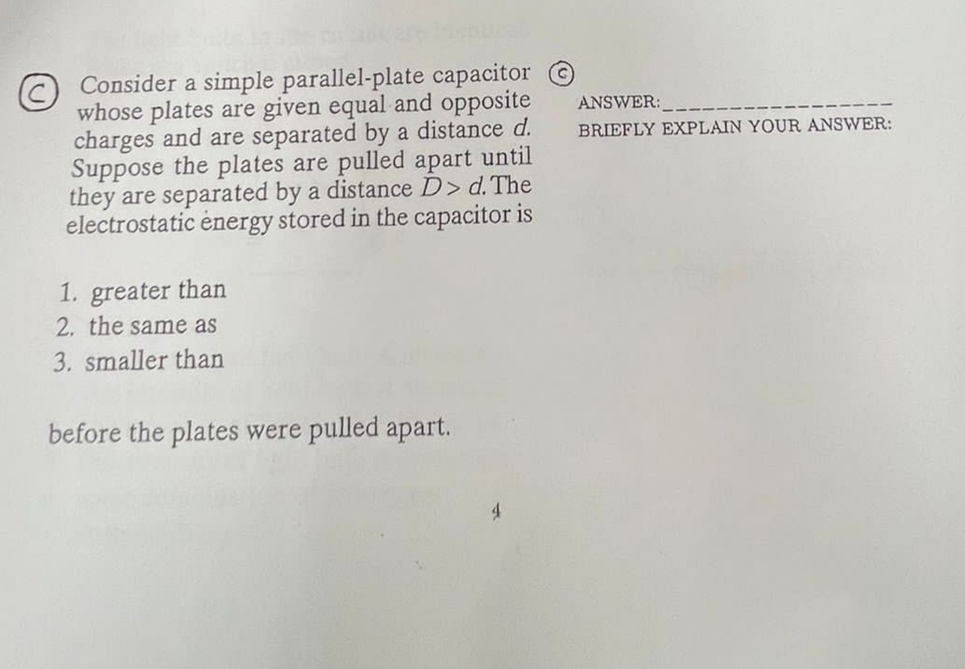 c consider a simple parallel plate capacitor whose plates are given ...