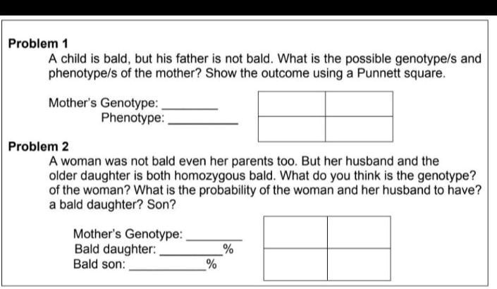 Problem 1: A child is bald, but his father is not bald. What is the ...