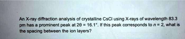SOLVED: An X-ray diffraction analysis of crystalline CsCl using X-rays ...