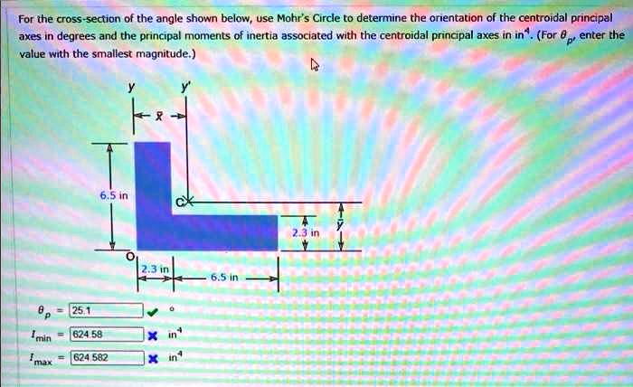 SOLVED: For the cross-section of the angle shown below, use Mohr's Circle to determine the ...