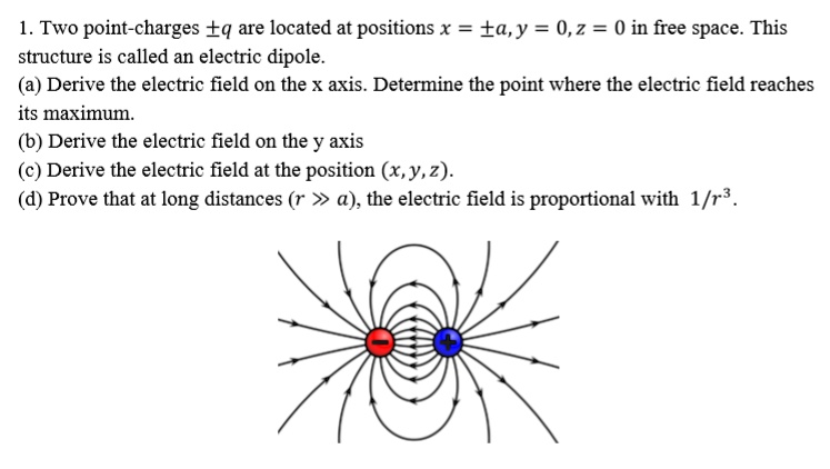 SOLVED: Two point charges q are located at positions x = a, y = 0, z ...