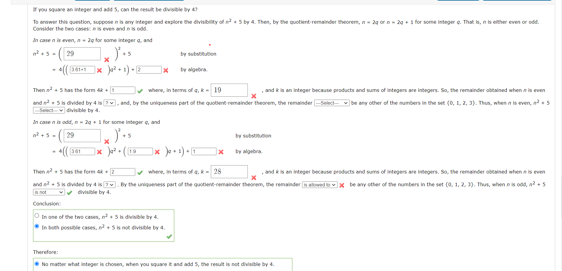 SOLVED: If you square an integer and add 5 , can the result be ...