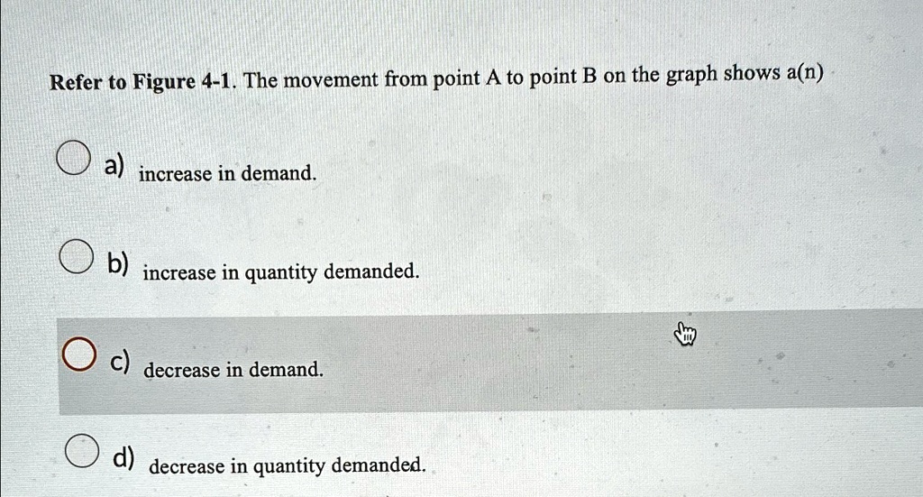 refer to figure 4 1 the movement from point a to point b on the graph shows an a increase in ...