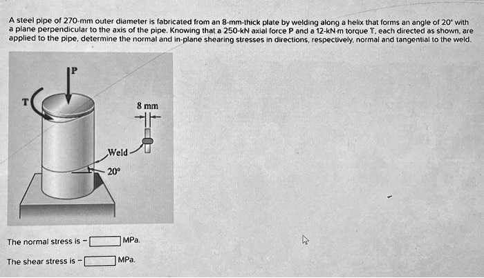 SOLVED: A steel pipe of 270-mm outer diameter is fabricated from an 8 ...