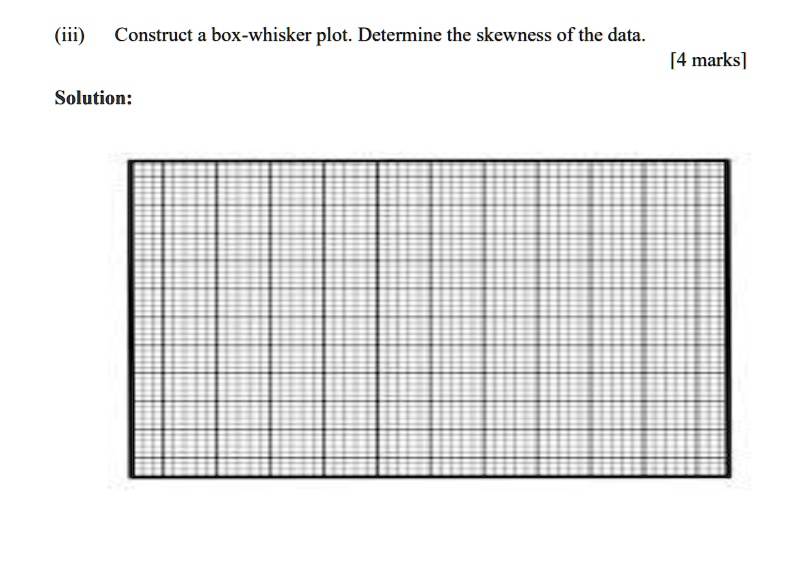 [GET ANSWER] ii construct a box whisker plot determine the skewness of the data 4 marks solution ...