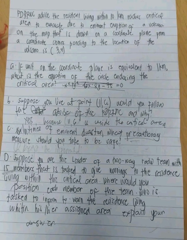 SOLVED: PDRRNC advice the resident living wittin 10 len radius critical ...