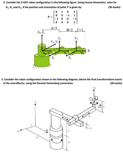 2. Consider the 3-DOF robot configuration in the following figure. Using inverse kinematics ...