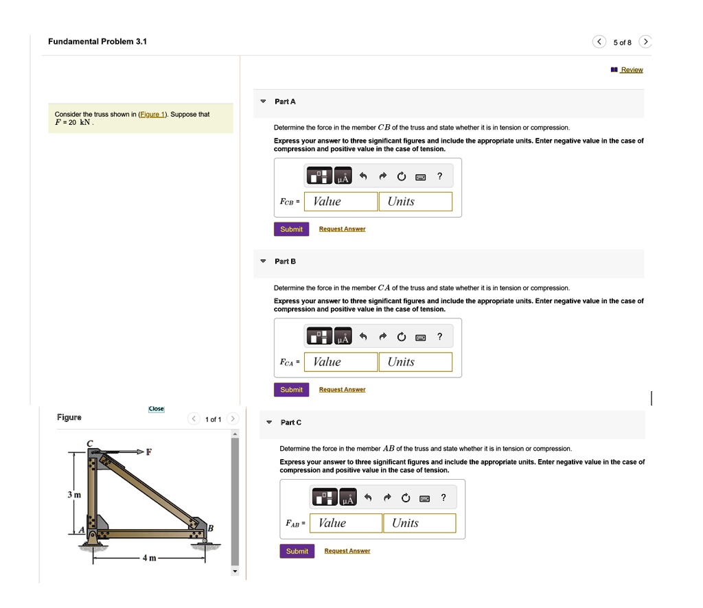 fundamental problem 31 part a consider the truss shown in figure 1 suppose that f 20 kn ...