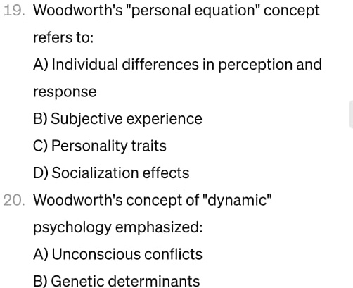 SOLVED: Woodworth's "personal equation" concept refers to: A ...