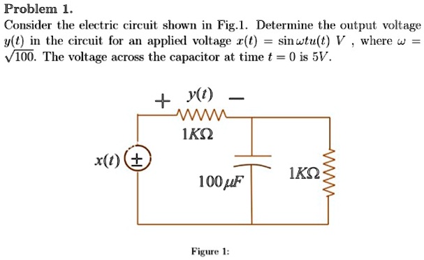 SOLVED: Problem 1. Consider the electric circuit shown in Fig. 1. Determine the output voltage y ...