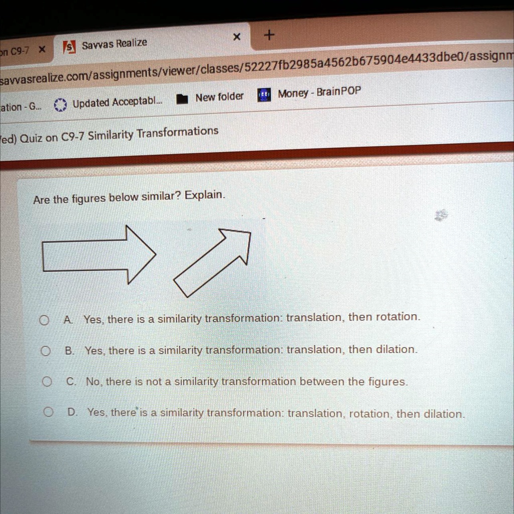 SOLVED: "Are the figures below similar? Explain. O A. Yes, there is a ...