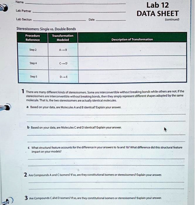 SOLVED: Lab 12 Lab Partne; DATA SHEET (continuedi Lab Scumn Date ...