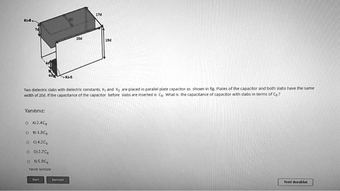SOLVED: Two dielectric slabs with dielectric constants K and K are ...