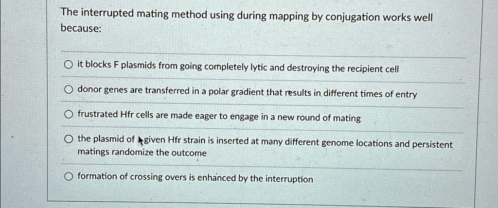 The Interrupted Mating Method Used During Mapping By Conjugation Works