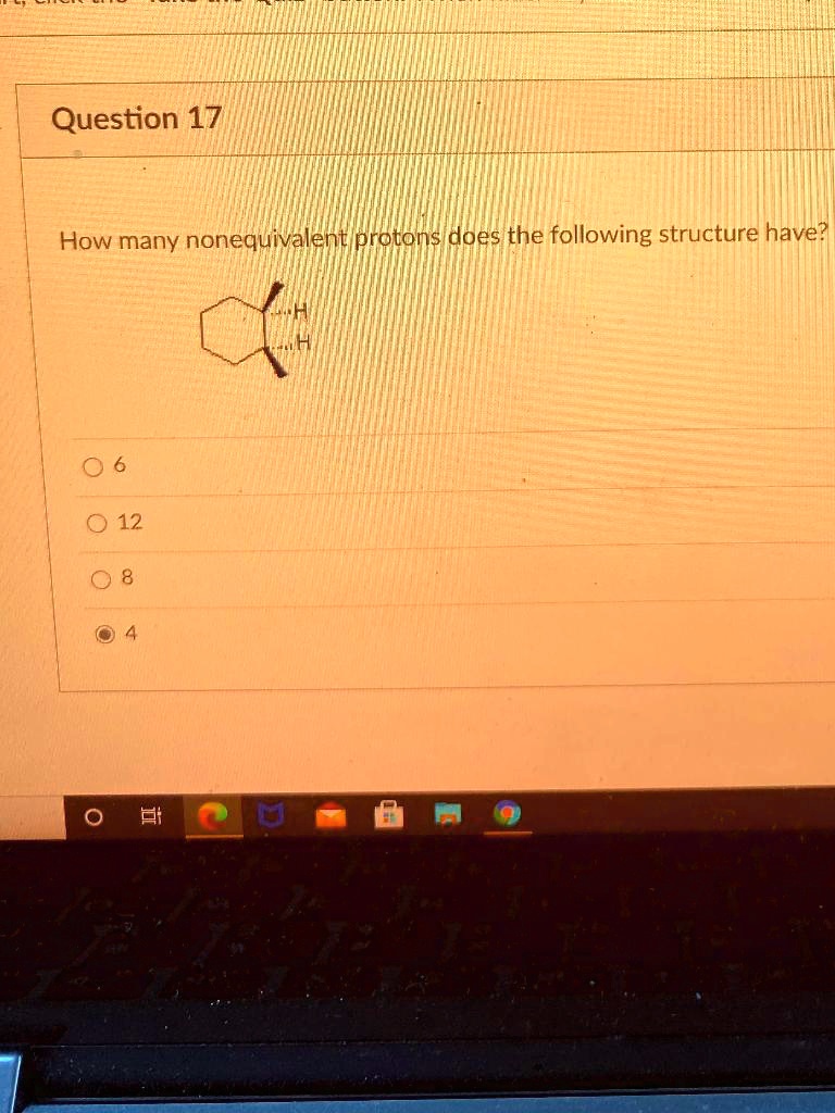 SOLVED: Question 17 How many nonequivalent protons does the following structure have? 12