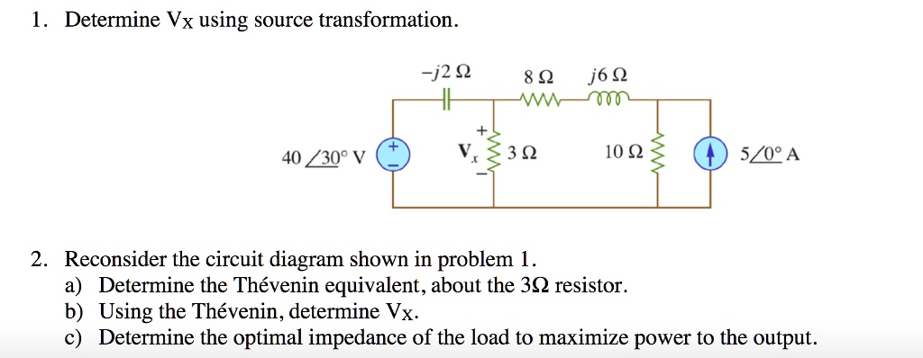 Solved 1 Determine Vx Using Source Transformation J2 9 89 J6 9 7340