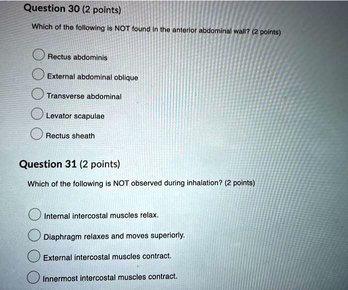 [GET ANSWER] Question 30 (2 points) Which of the following is NOT found ...