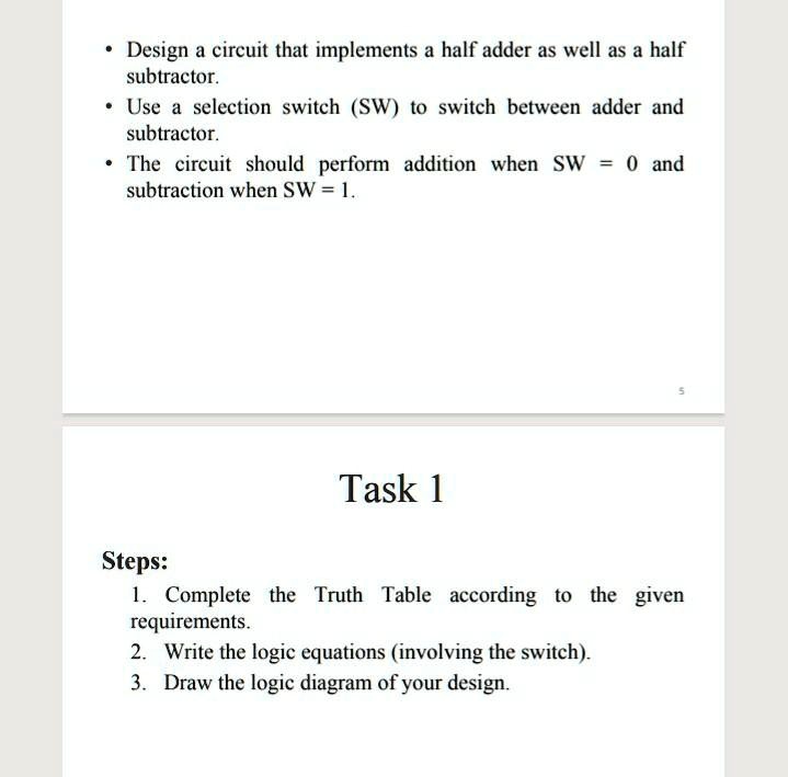 SOLVED: Design a circuit that implements a half adder as well as a half ...