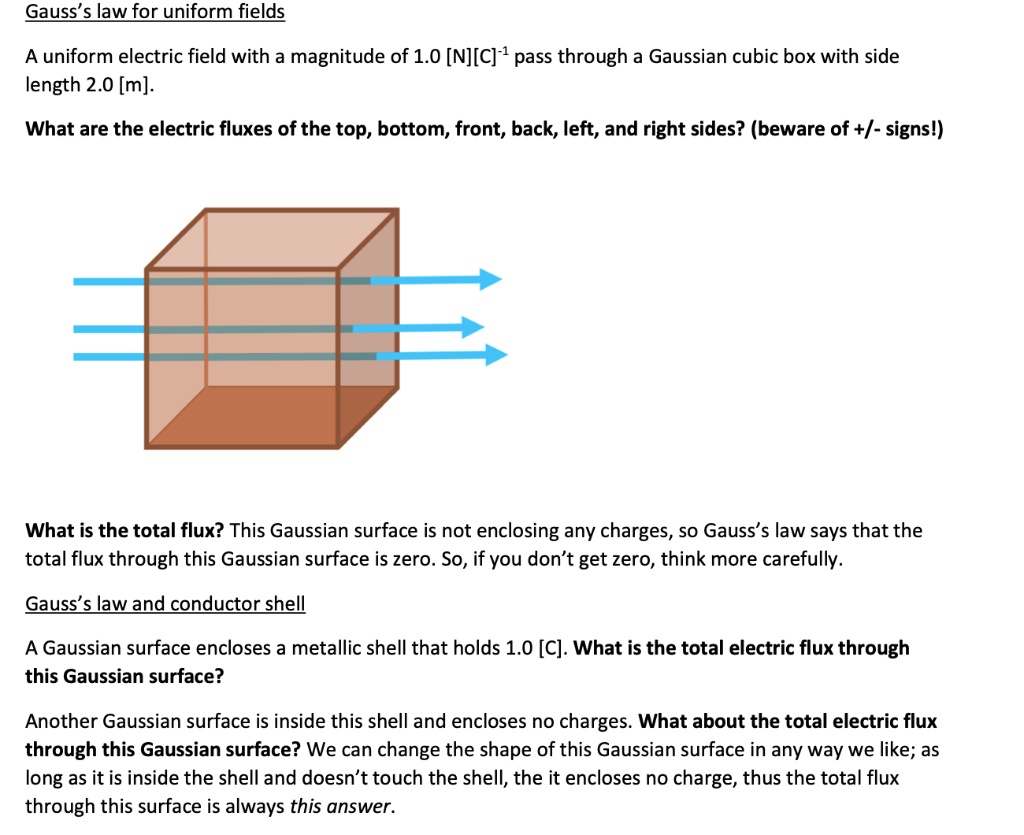 SOLVED: Gauss's Law for Uniform Fields A uniform electric field with a ...