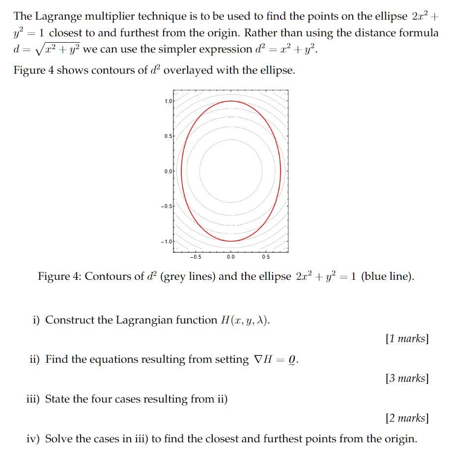 SOLVED: The Lagrange multiplier technique is to be used to find the points on the ellipse 2:x2 ...