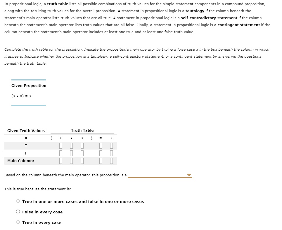 propositional logic truth table lists all possible combinations of ...