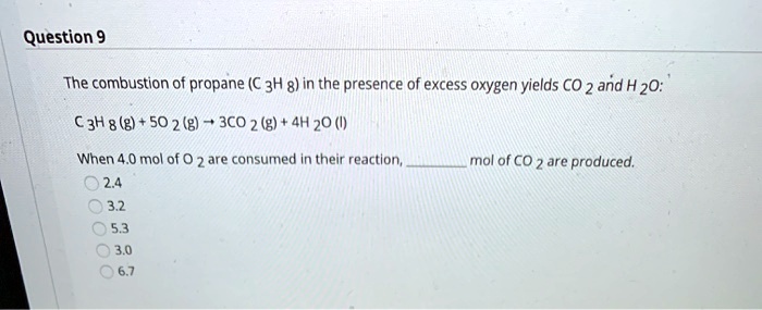 SOLVED: The combustion of propane (C3H8) in the presence of excess ...