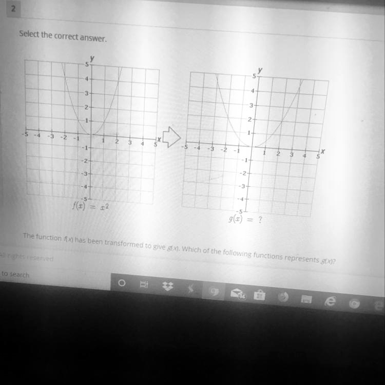 The Function Fx Has Been Transformed To Give Gx Which Of The Following