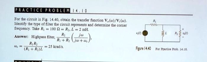 PRACTICE PROBLEM 14.10 For the circuit in Fig. 14.40, obtain the transfer function Vo(ω)/Vi(ω ...