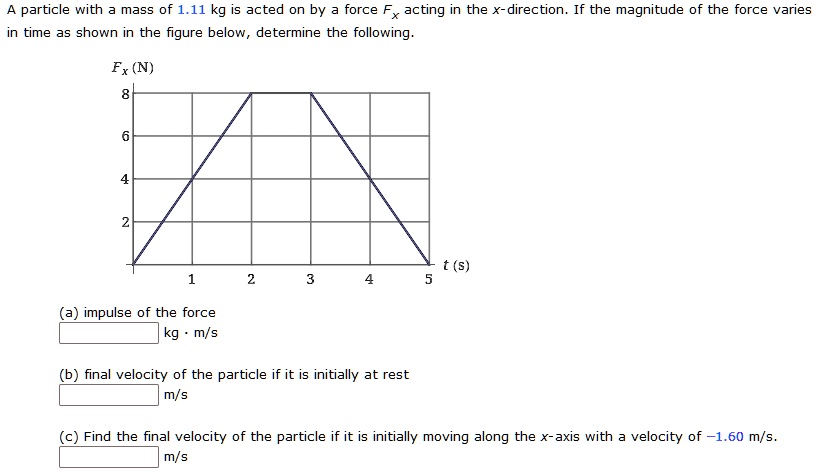 SOLVED: A particle with a mass of 1.11 kg is acted on by a force F acting in the x-direction. If ...