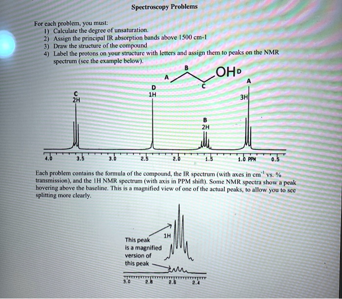 spectroscopy problems for each problem you must calculate the degree of unsaturation assign the ...