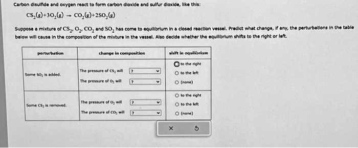 SOLVED: Texts: Carbon disulfide and oxygen react to form carbon dioxide ...