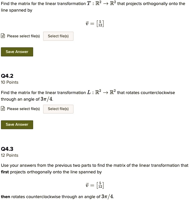 find the matrix for the linear transformation t r2 r2 that projects orthogonally onto the line ...