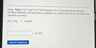 SOLVED: Using Tables 7.20 and 7.3 from Section 7.50 of the OpenStax textbook entitled Chemistry ...