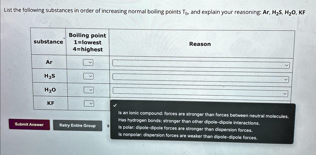 ar h2s h2o kf boiling point order ar h2s h2o kf reason ar nonpolar ...
