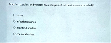 macules papules and vesicles are examples of skin lesions associated ...