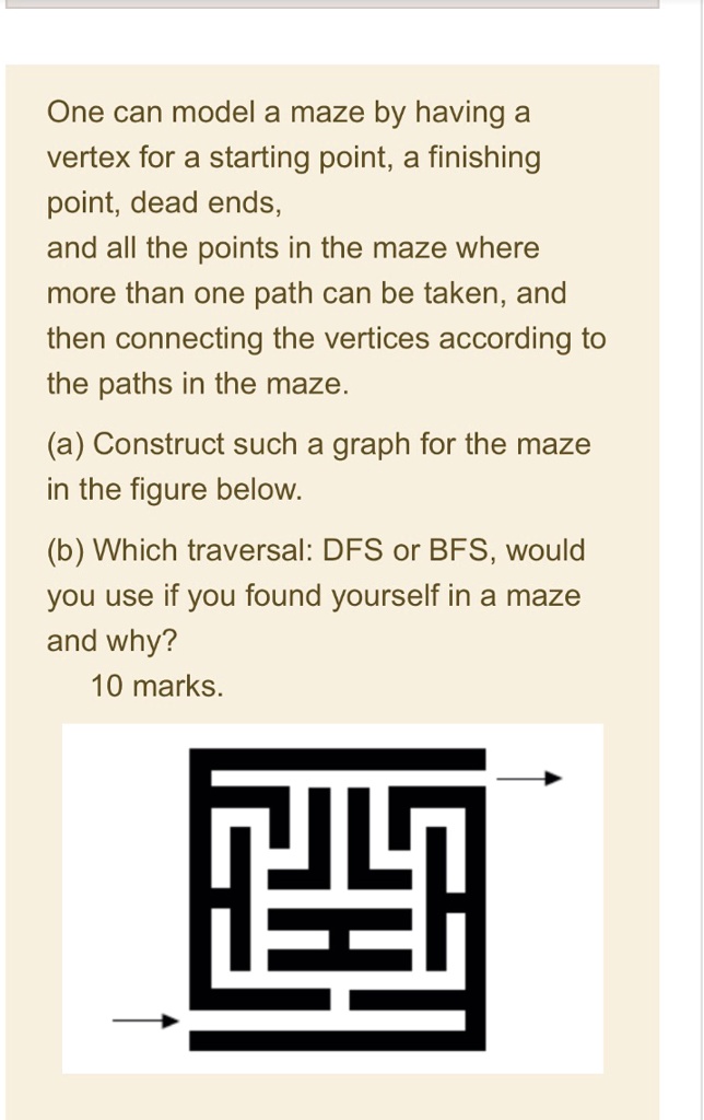 One can model a maze by having a vertex for a starting...