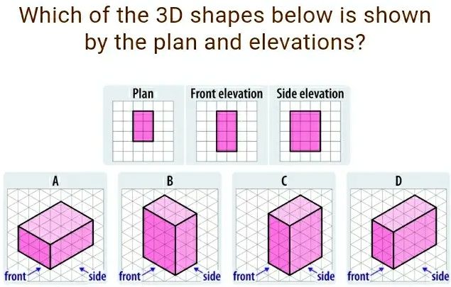SOLVED: Which of the 3D shapes below is shown by the plan and ...