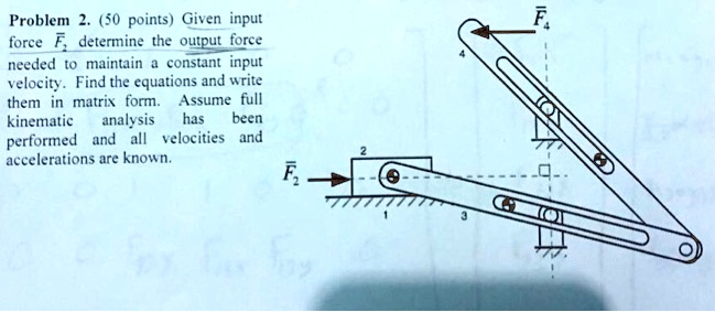 SOLVED: Draw the free body diagram. Problem 2. (50 points) Given an input force F, determine the ...