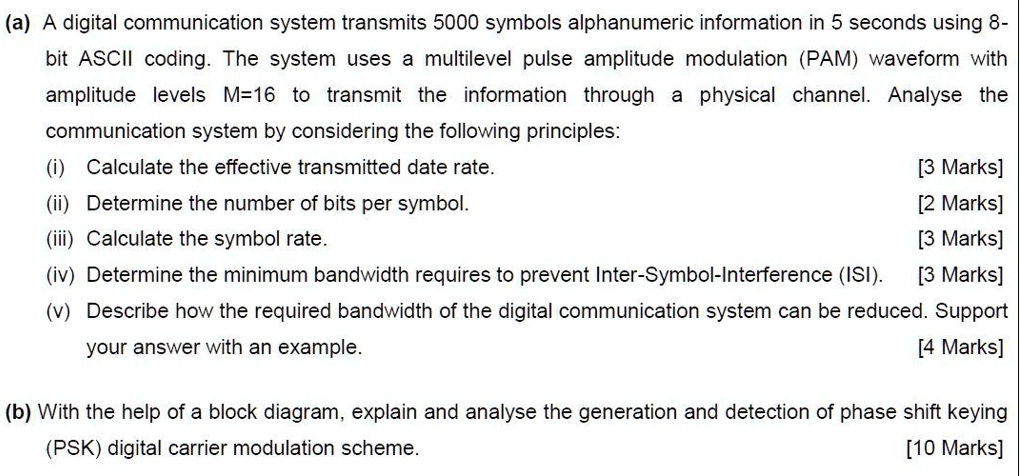 a a digital communication system transmits 5000 symbols alphanumeric ...