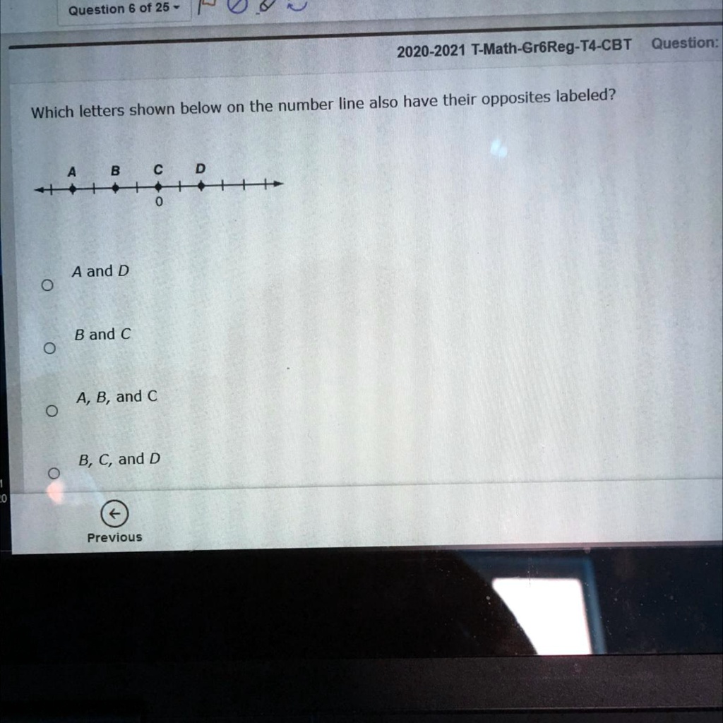 Which letters shown below on the number line also have their opposites ...
