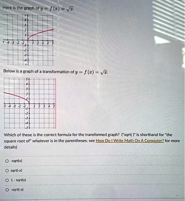 SOLVED: Here is the graph of y=f: Below is a graph of a transformation of y=f. 543911 12345 ...