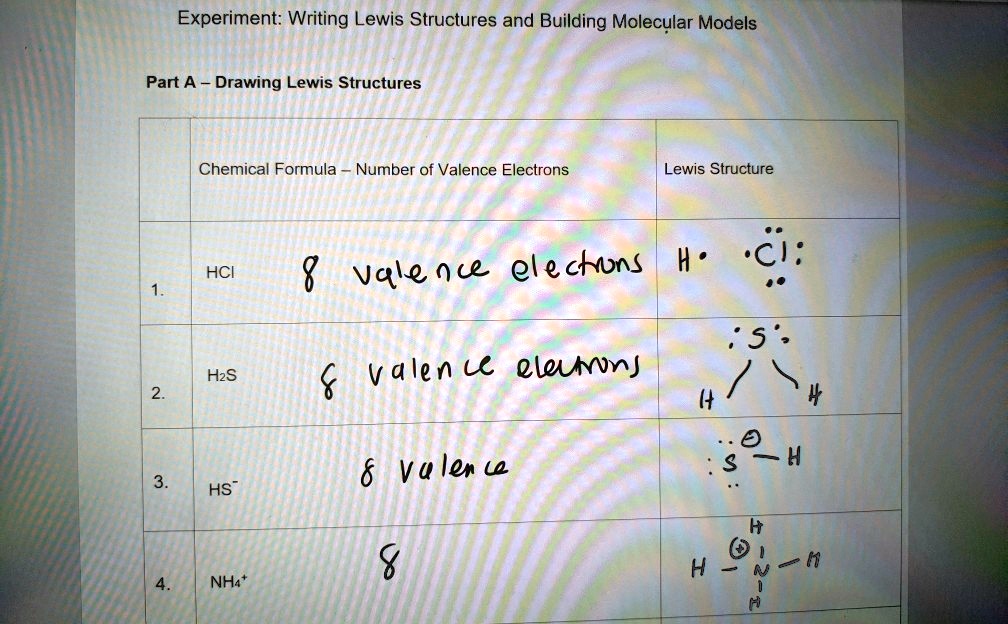 SOLVED: Experiment: Writing Lewis Structures and Building Molecular Models Part A: Drawing Lewis ...