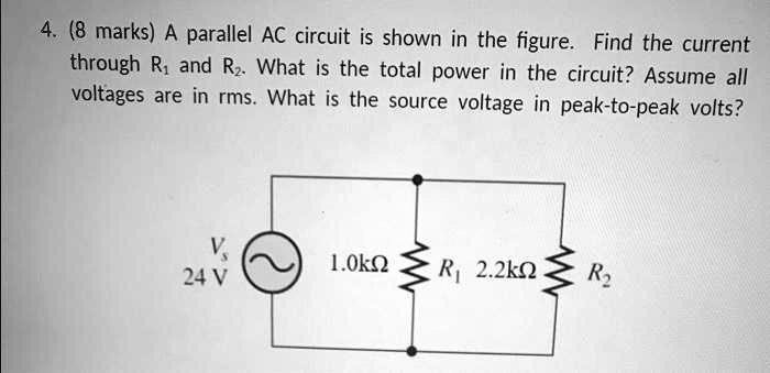 SOLVED: 4.8 marks A parallel AC circuit is shown in the figure. Find ...