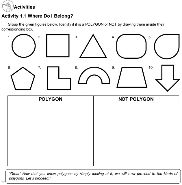 Solved Activities Activity 11 Where Do Belong Group The Given Figures Below Identify If It