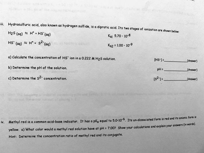 SOLVED: Hydrosulfuric acid, also known as hydrogen sulfide, is a ...
