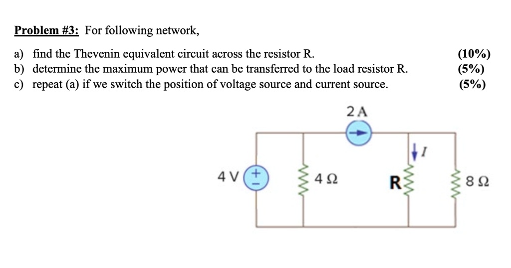 SOLVED: Problem #3: For following network. a) find the Thevenin equivalent circuit across the ...